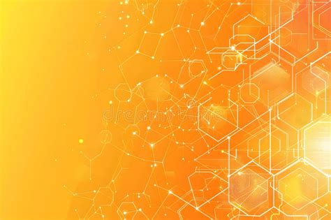 Abstract Orange Gradient Background With Hexagons And Connecting Dots Ai Generated Stock