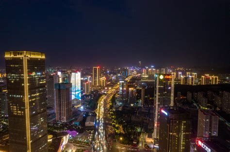 济南经十路夜景灯光航拍摄影图图片 包图网企业站