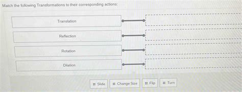 Match The Following Transformations To Their Corresponding Actions