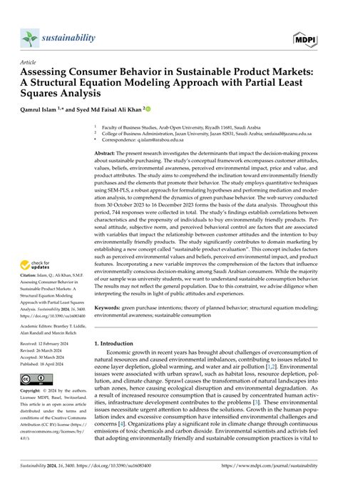 Pdf Assessing Consumer Behavior In Sustainable Product Markets A Structural Equation Modeling