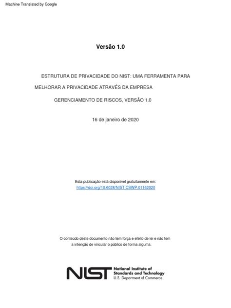 Nist Cswp01162020 Nist Privacy Framework A Tool For Improving