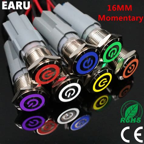 16mm Press Metal Push Button Switch Waterproof Momentary Reset LED