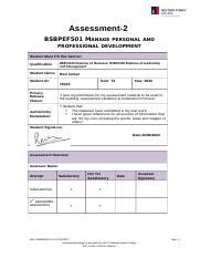 BSBPEF501 Assessment Task 2 Docx Assessment 2 BSBPEF501 MANAGE