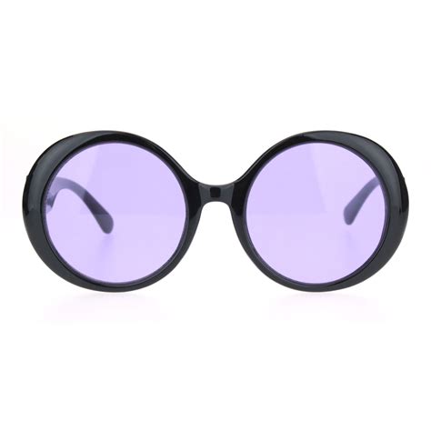 Womens Round Circle Mod Hippie Color Lens Plastic Wizard Sunglasses
