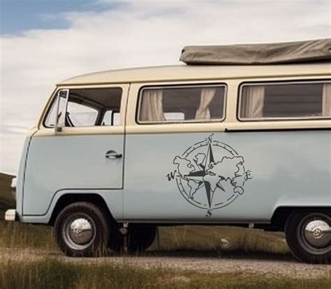 Truck Caravan Camping Compass Vinyl Decal Sticker Compass Rose Camping
