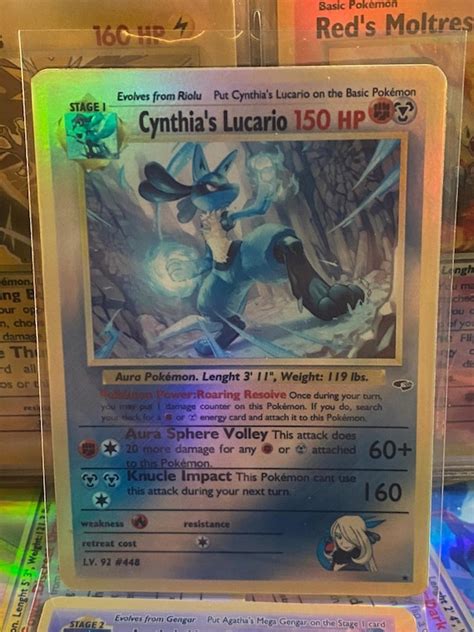 Cynthias Lucario Gym Heroes Revival Handmade Holo Proxy Card Etsy