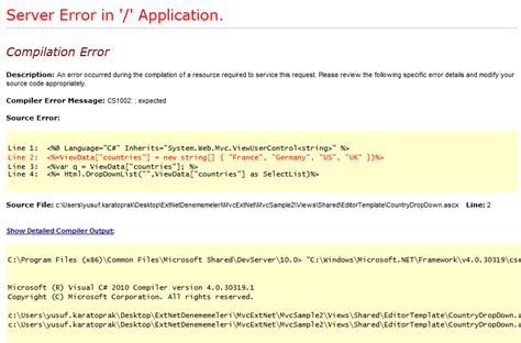 C How To Make A Web User Control In Mvc Stack Overflow