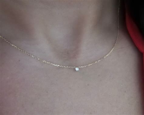 Collar De Diamantes 0 03ct 14k Collar De Diamantes De Oro Etsy España