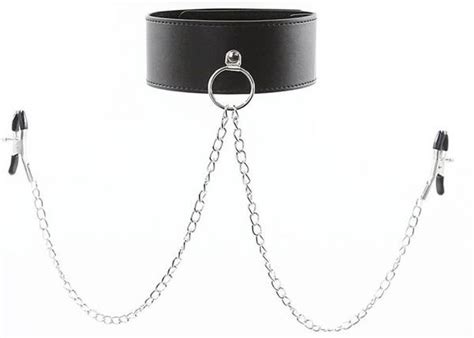 ОШЕЙНИК С ЗАМКОМ И ЗАЖИМАМИ НА СОСКИ купить в Strapon