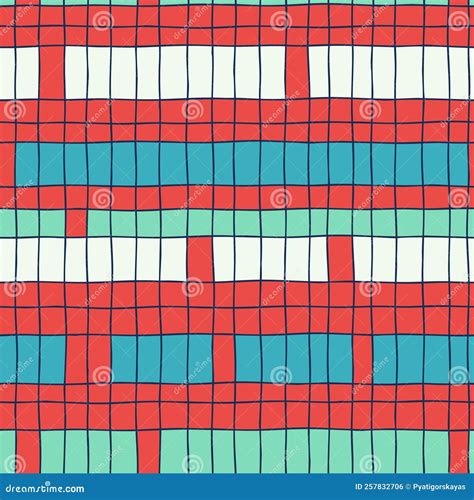 Seamless Pattern With Hand Drawn Dynamic Multi Colored Plaid Stock Vector Illustration Of