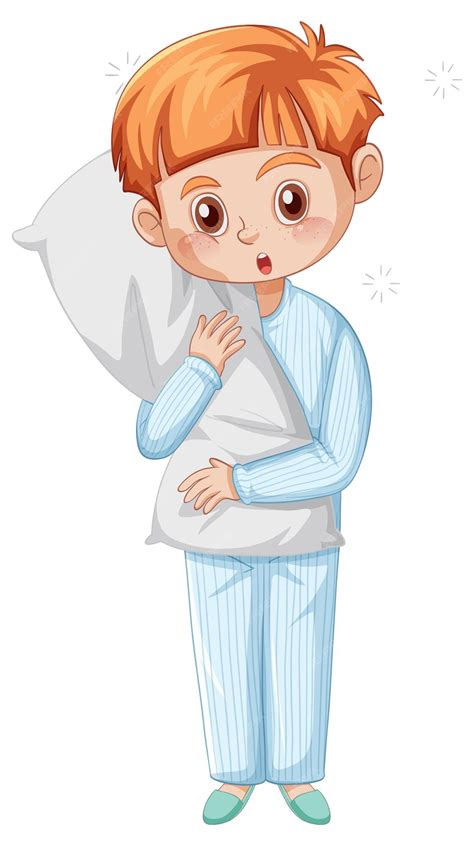 Сонный маленький мальчик в пижаме на белом фоне Бесплатно векторы