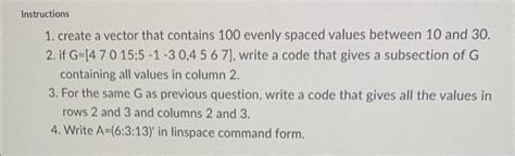 Solved Instructions 1 Create A Vector That Contains 100