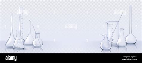 3d Science Laboratory Chemistry Glassware Flask Background Lab Glass Beaker And Bottle