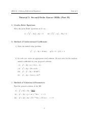 Solving Second Order Linear ODEs Cauchy Euler Equations And Course Hero