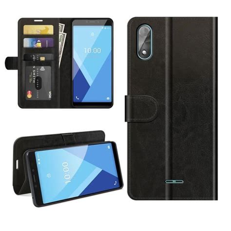 Housse Wiko Y51 Noir Couleur Cuir Slim Étui à Rabat Integral