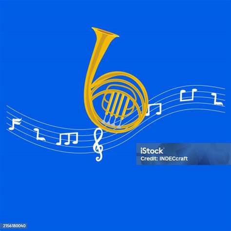프렌치 호른 악기 음표 Classical Concert에 대한 스톡 벡터 아트 및 기타 이미지 Classical