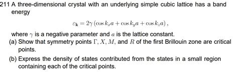 Solved 11 A Three Dimensional Crystal With An Underlying