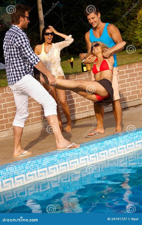 Happy Companionship Having Fun At Summertime Stock Image Image Of