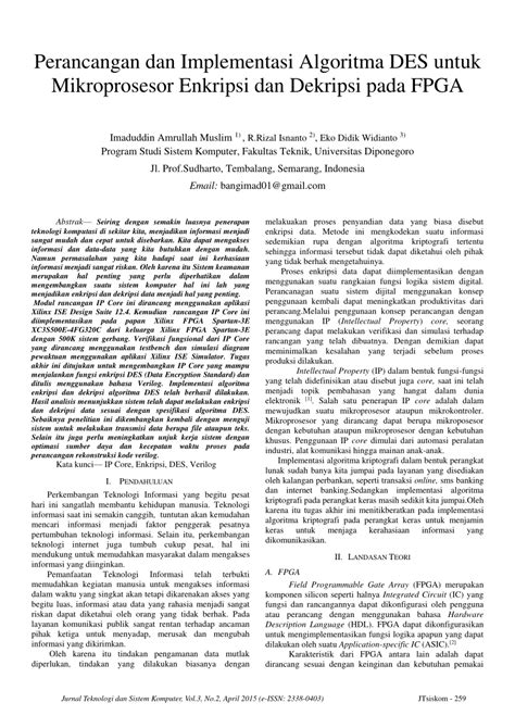 Pdf Perancangan Dan Implementasi Algoritma Des Untuk Mikroprosesor