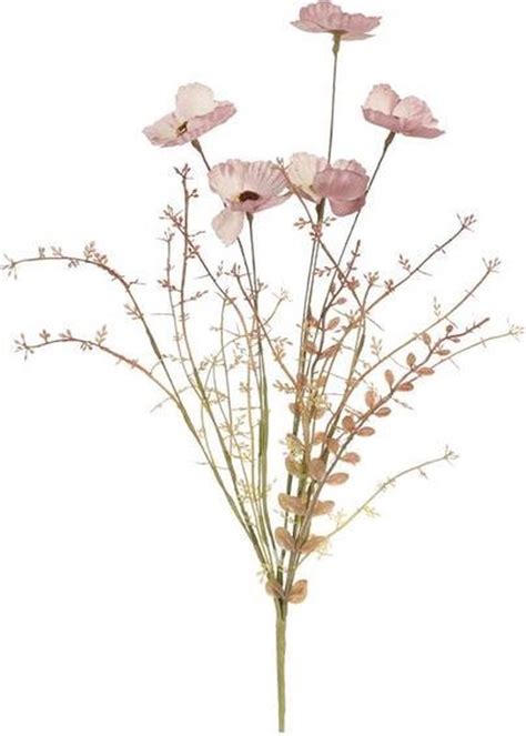 Roze Klaproos Poppy Pink Gedroogde Kunstbloemen 53 Cm Kunstbloem