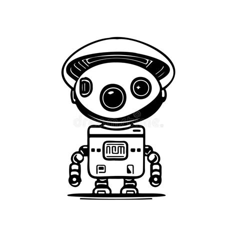Robot Icon Hand Draw Black Colour Logo Symbol Perfect Stock Vector
