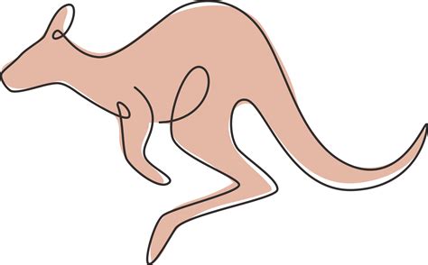Single Continuous Line Drawing Of Adorable Jumping Kangaroo For