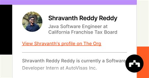Shravanth Reddy Reddy Java Software Engineer At California Franchise