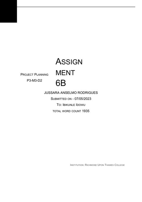 Unit 6B Project Planning Unit 6 Investigative Project Stuvia UK