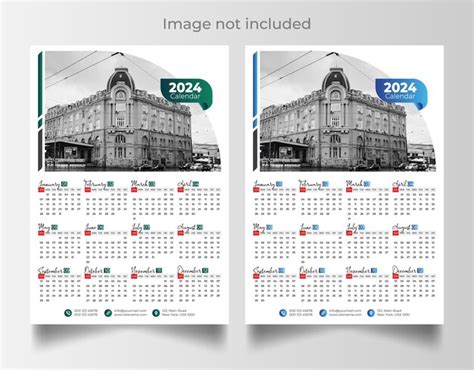 2024 월 캘린더 템플릿 터 프리미엄 벡터