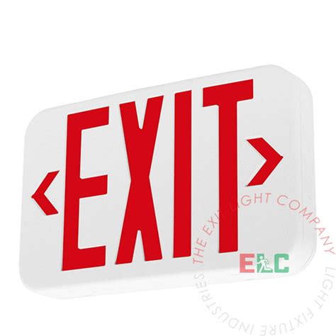 LFI Lights Modern Design Red LED Exit Sign White Housing Battery Backup LEDJR R W BB