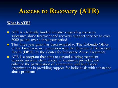 Ppt Access To Recovery Atr Powerpoint Presentation Free Download