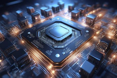 Chip Microchip Electronic Circuit Board Close Up Stock Illustration