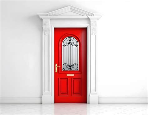 Red Wooden Door Isolated On White Background Premium AI Generated Image