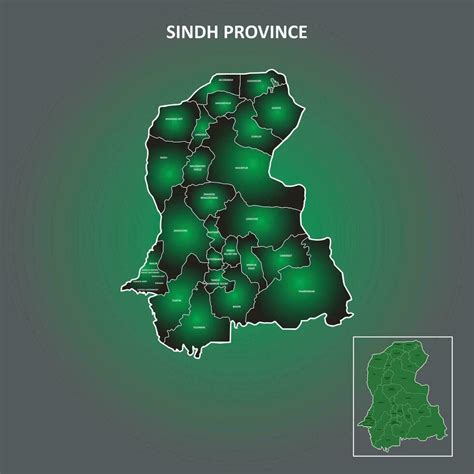Sindh District Map With Unique Color Gradient Illustration 35805629