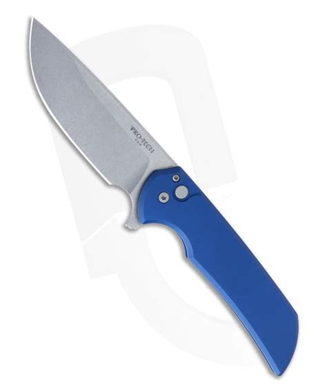 Protech Mx 101 Blue Mordax Button Lock Flipper Blue Aluminum
