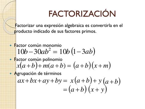 PPT FACTORIZACIÓN PowerPoint Presentation free download ID 3956351