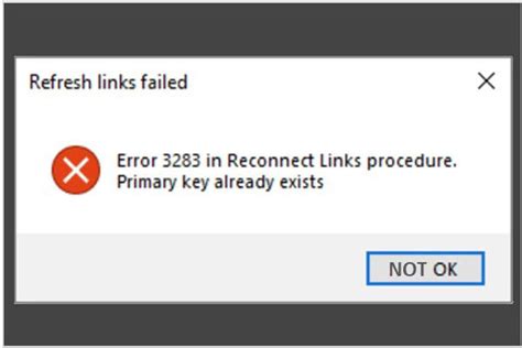 RefreshLink Fails With Primary Key Already Exists Fixed