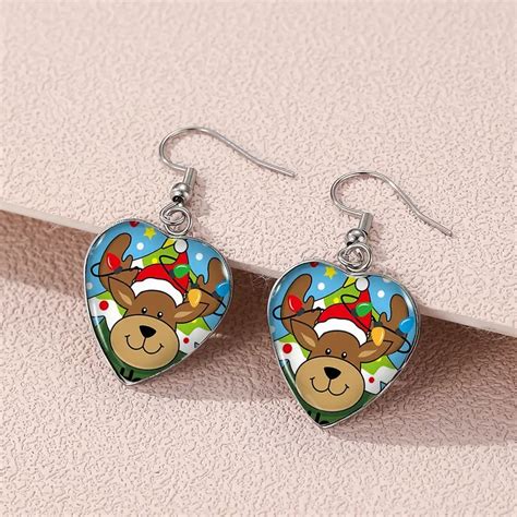 3 יחידות עגילים שרשרת תכשיטים חמודים סט צורת לב מתוק עם Temu