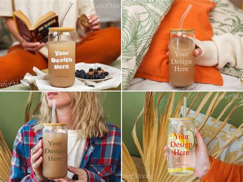 16 Oz Glass Can Mockup Bundle Sipper Glass Mockup Libbey Glass Mockups
