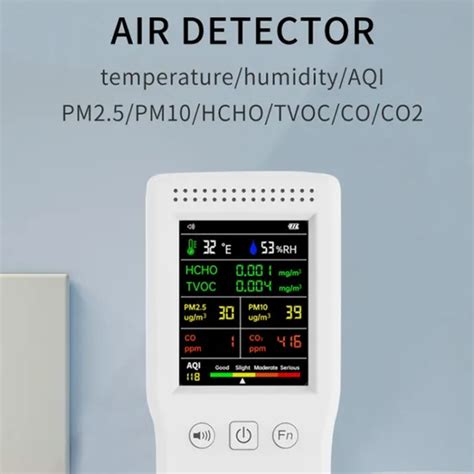Air Quality Monitor 9 In 1 Formaldehyde Detector Temperature Humidity Co2 Meter Sensor Detect