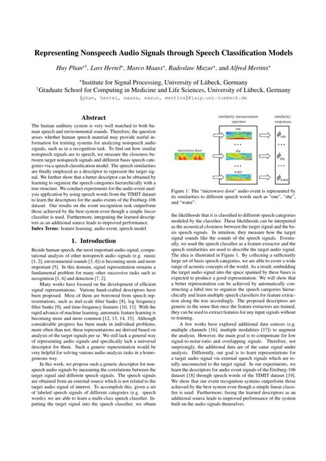 Pdf Representing Nonspeech Audio Signals Through Speech Classification Models