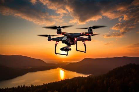 Premium Ai Image Drone On Sky With Sunset Time