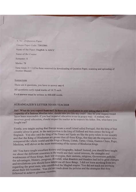 Previous Year Question Paper Eng Aecc2 Studocu
