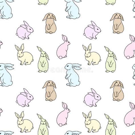 Seamless Pastel Colour Easter Bunny Pattern Stock Illustration