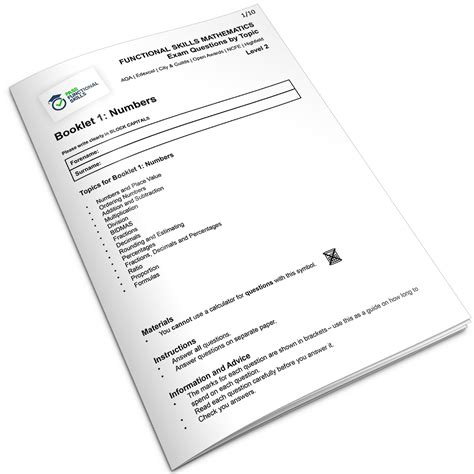 Functional Skills Maths Level 2 Worksheets By Topic Pass Functional