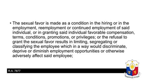 Ra 7787 Anti Sexual Harassment Act Of 1995