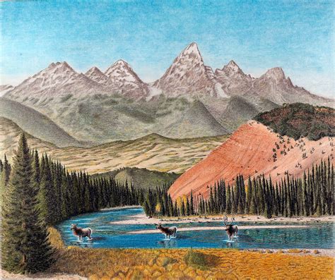 Mountain Landscape Drawing Color