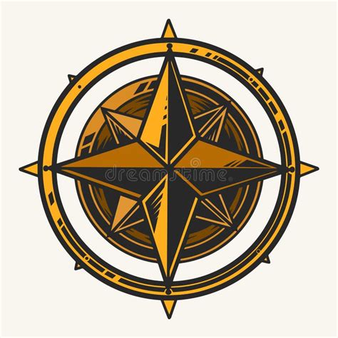 Marine Compass Vintage Colorful Label Stock Vector Illustration Of