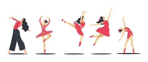 다양한 포즈를 취하고 있는 발레 댄서들 플랫 스타일의 벡터 일러스트 세트입니다 공연에 대한 스톡 벡터 아트 및 기타 이미지 공연 공연자 댄서 Istock