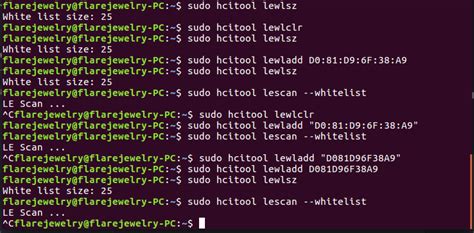 Ubuntu Hcitool Whitelist Command Isnt Working Stack Overflow